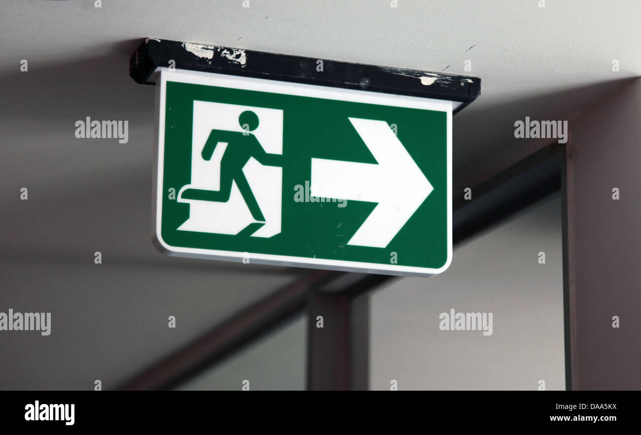 It's a photo of an emergency fire exit in a public area. It's a safety ...