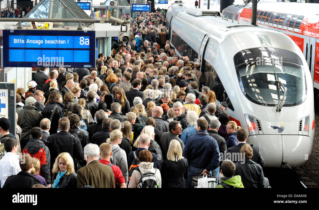 A file picture dated 16 April 2010 shows an overcrowded platform during ...