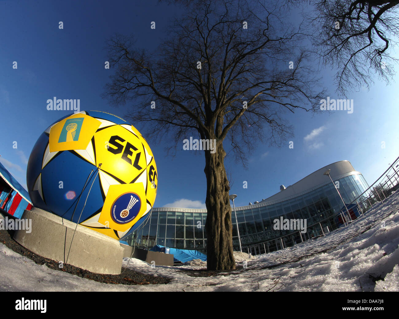 The over-sized replica of the official ball of the World Men's Handball ...