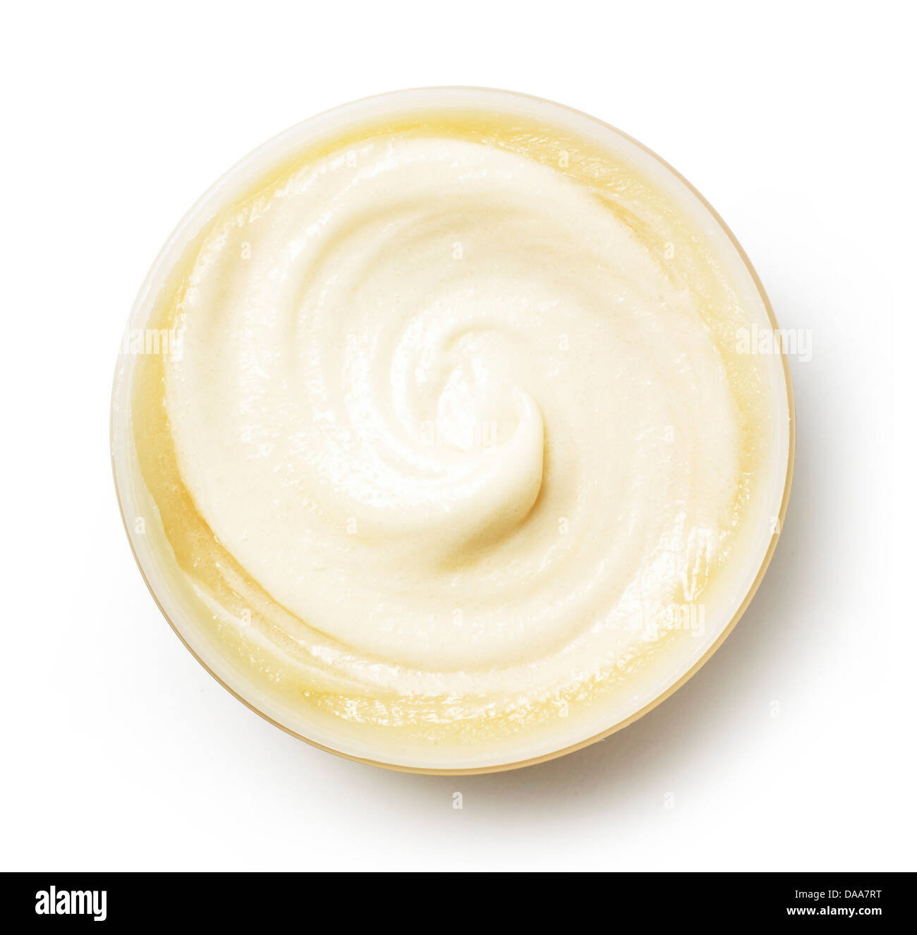 sweep of white beauty cream oil gel product cut out onto a white ...