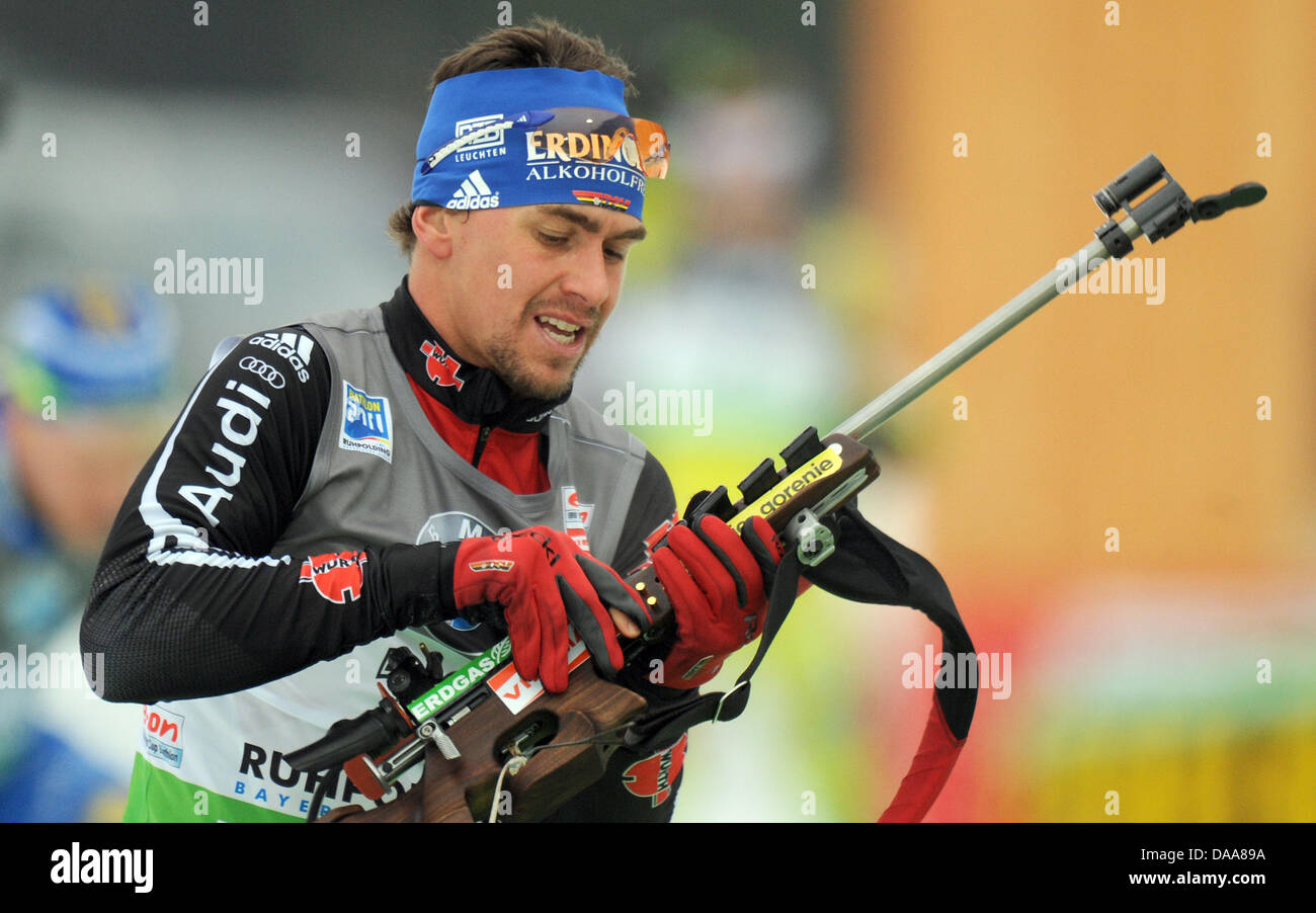 Germany's Michael Greis competes in the Men 10km Sprint at the biathlon ...