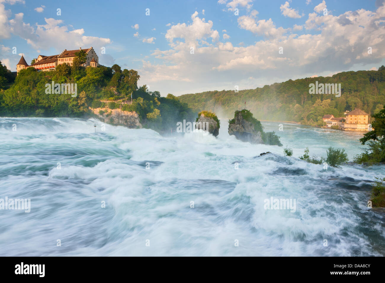 Rhine Falls, Switzerland, Europe, canton, Schaffhausen, river, flow ...