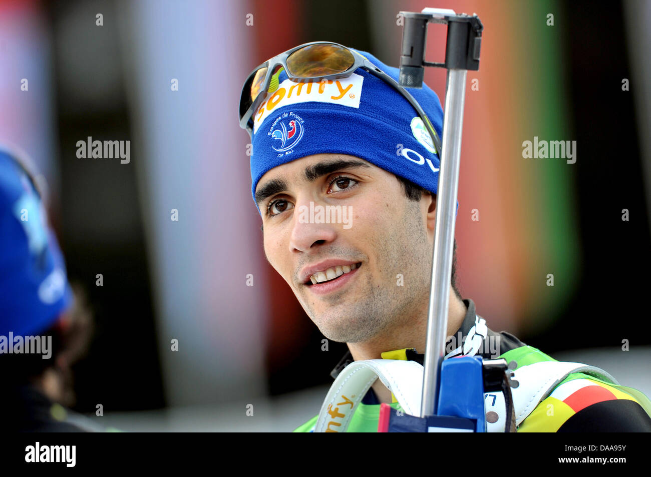 French biathlete Martin Fourcade is pictured at the shooting range ...