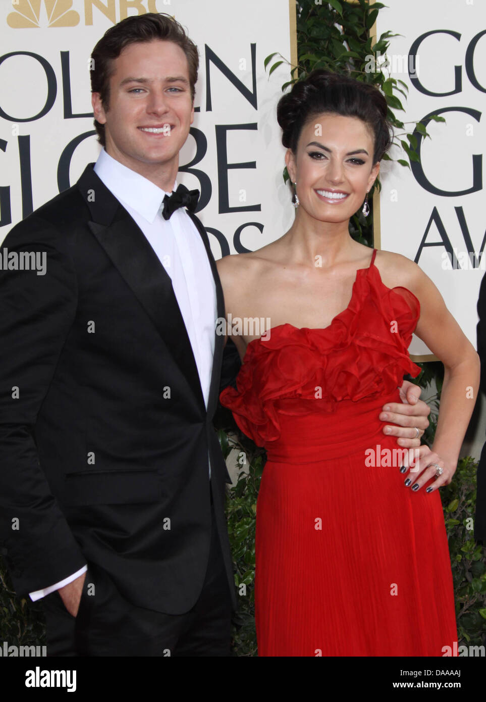 Actors Armie Hammer and Elizabeth Chambers arrive at the 68th Golden ...