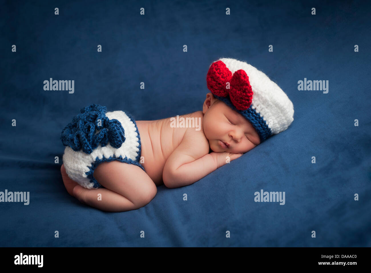 Newborn Baby in Sailor Girl Costume Stock Photo - Alamy