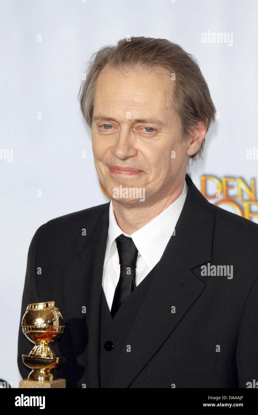 US actor Steve Buscemi holds up his award for 'Best Performance by an ...