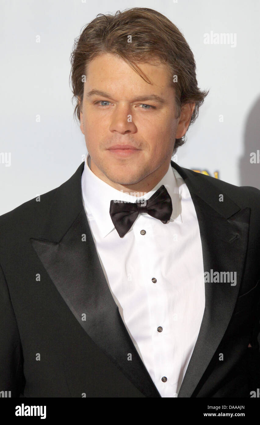 US actor Matt Damon poses in the press room at the 68th Golden Globe ...