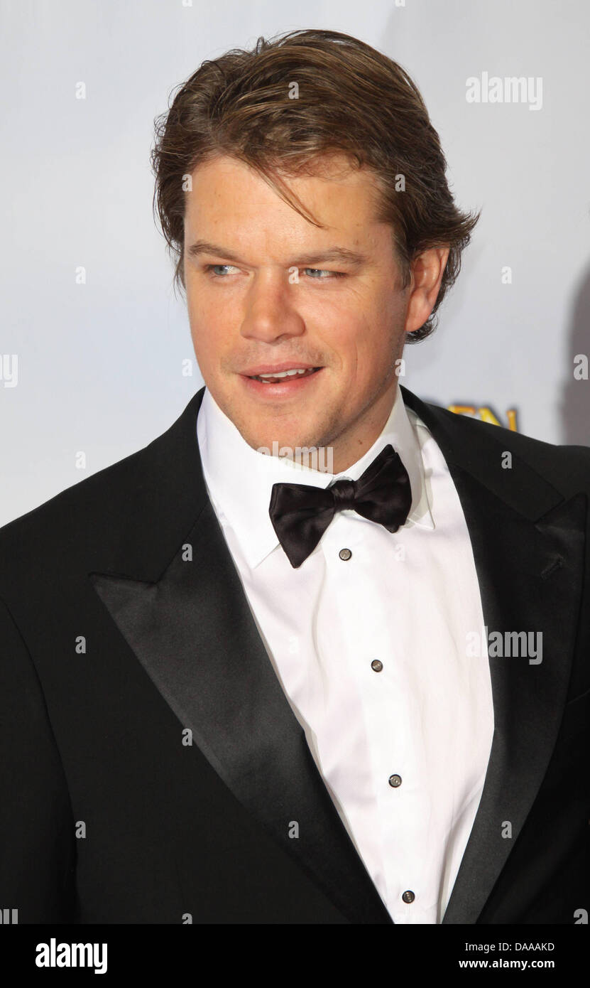 US actor Matt Damon poses in the press room at the 68th Golden Globe ...