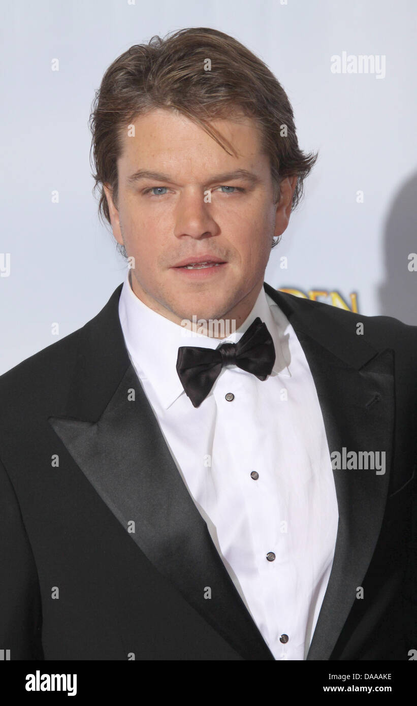 US actor Matt Damon poses in the press room at the 68th Golden Globe ...