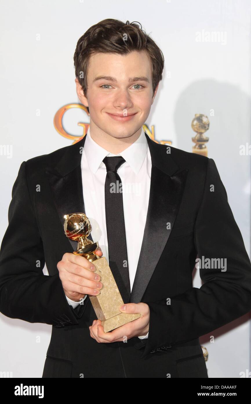 US actor Chris Colfer holds up his award for 'Best Performance by an ...