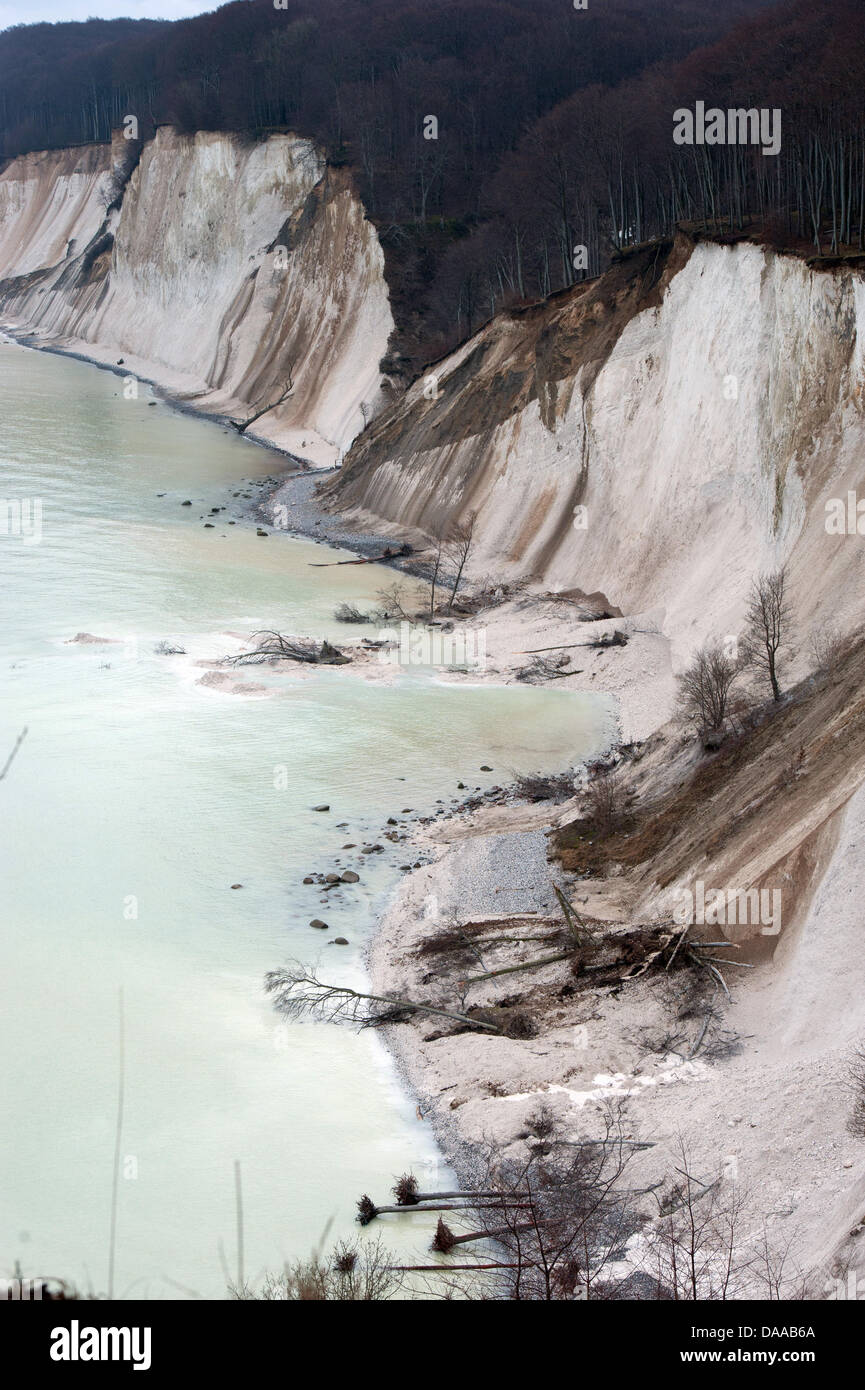 View on the famous chalk cliffs of Ruegen island, Germany, 18 January ...