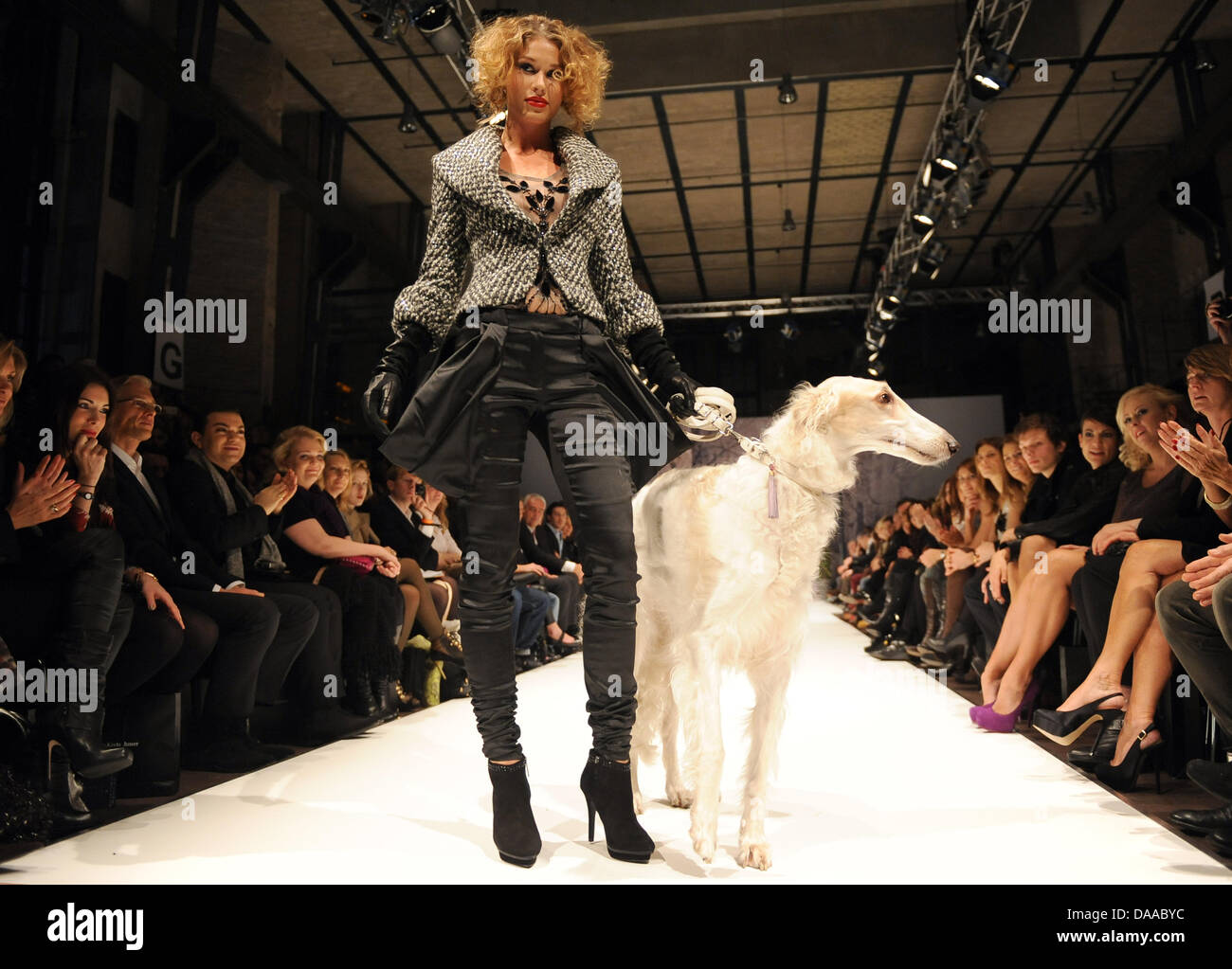 A model presents a creation at the Guido Maria Kretschmer show during ...