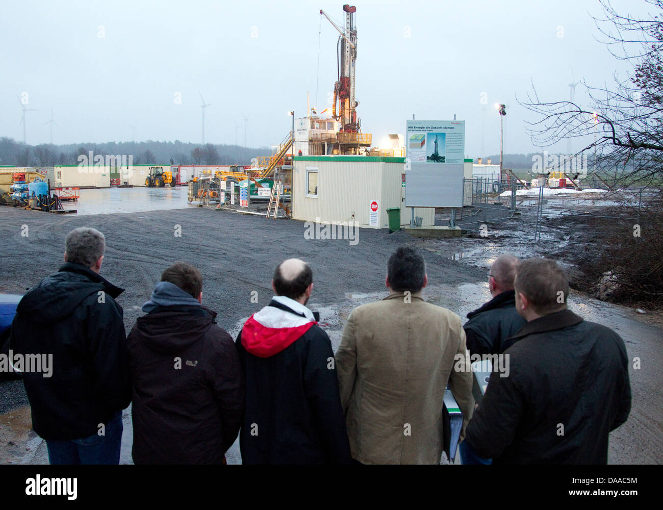 Members of the citizen union 'Beatiful Luenne' look at the domestic gas ...