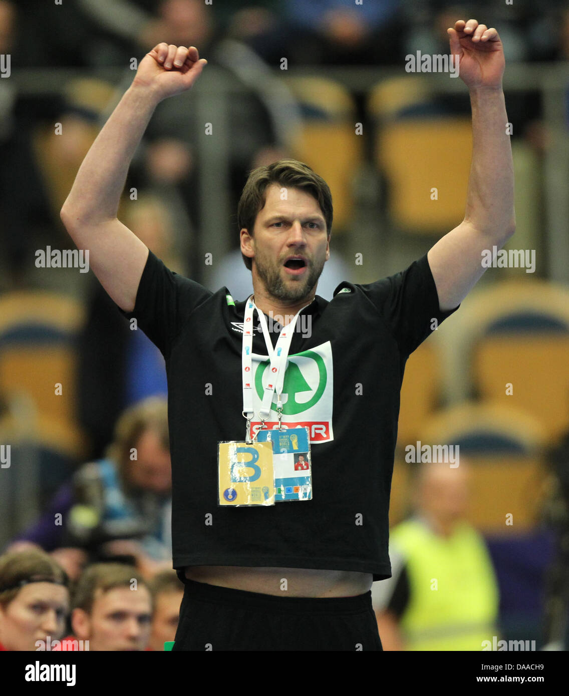 Robert Hedin, Headcoach of Norway celebrates during the Men's Handball ...