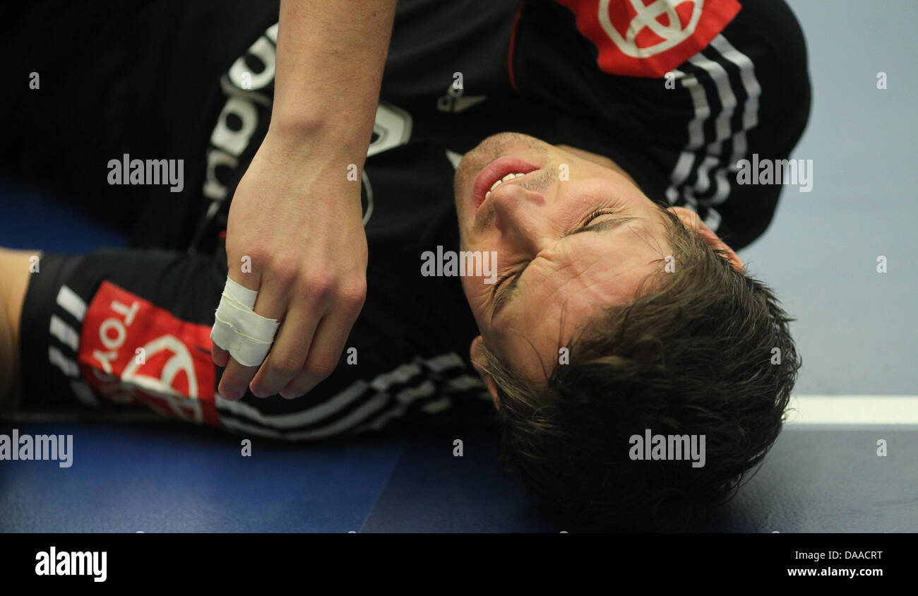 Adrian Pfahl of Germany on the ground during the Men's Handball World ...
