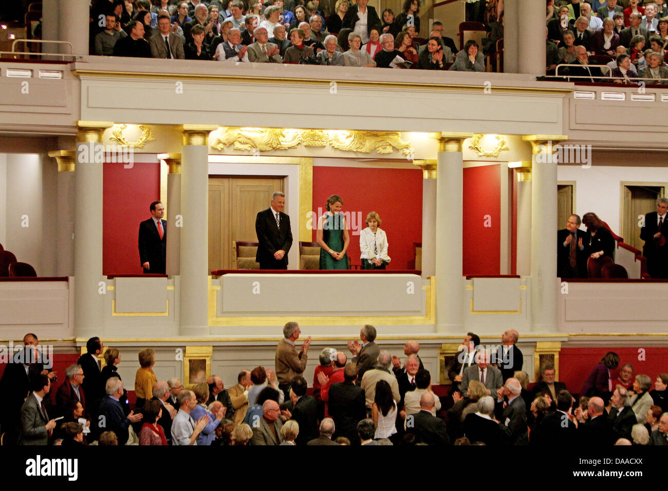 Princess Mathilde (C) of Belgium attends the concert to honor the ...