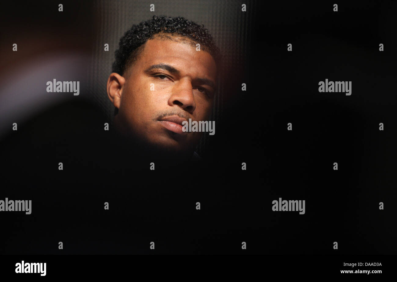 The Cuban boxer Odlanier Solis posing at the 'Lanxess-Arena' in ...