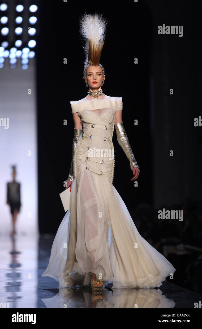 A model presents a creation by Jean Paul Gaultier of the Spring/Summer ...