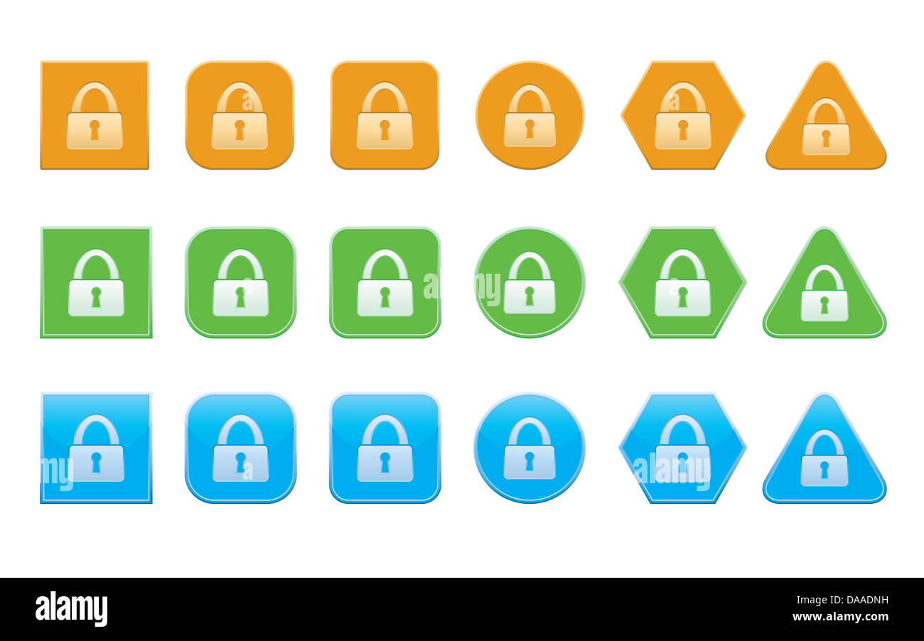 set of lock icons of different shape Stock Photo - Alamy