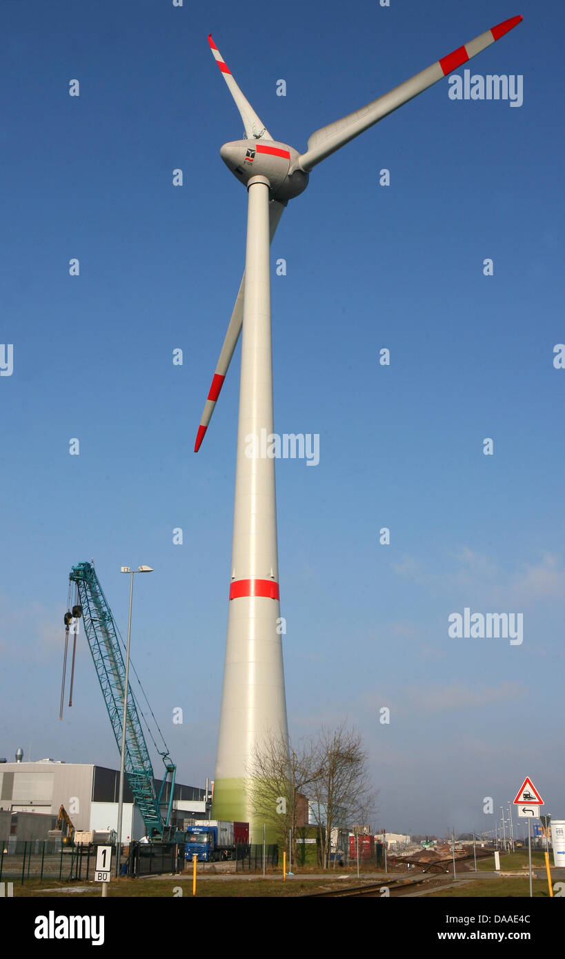 View over the world's biggest wind turbine E-126 by Enercon in ...