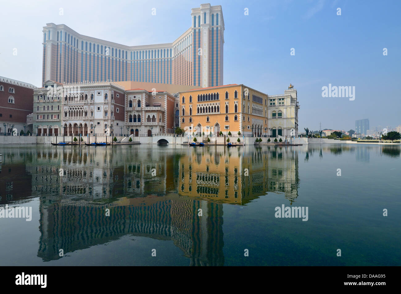 An overview of the lake and exterior of the Venetian Macao Resort Hotel ...