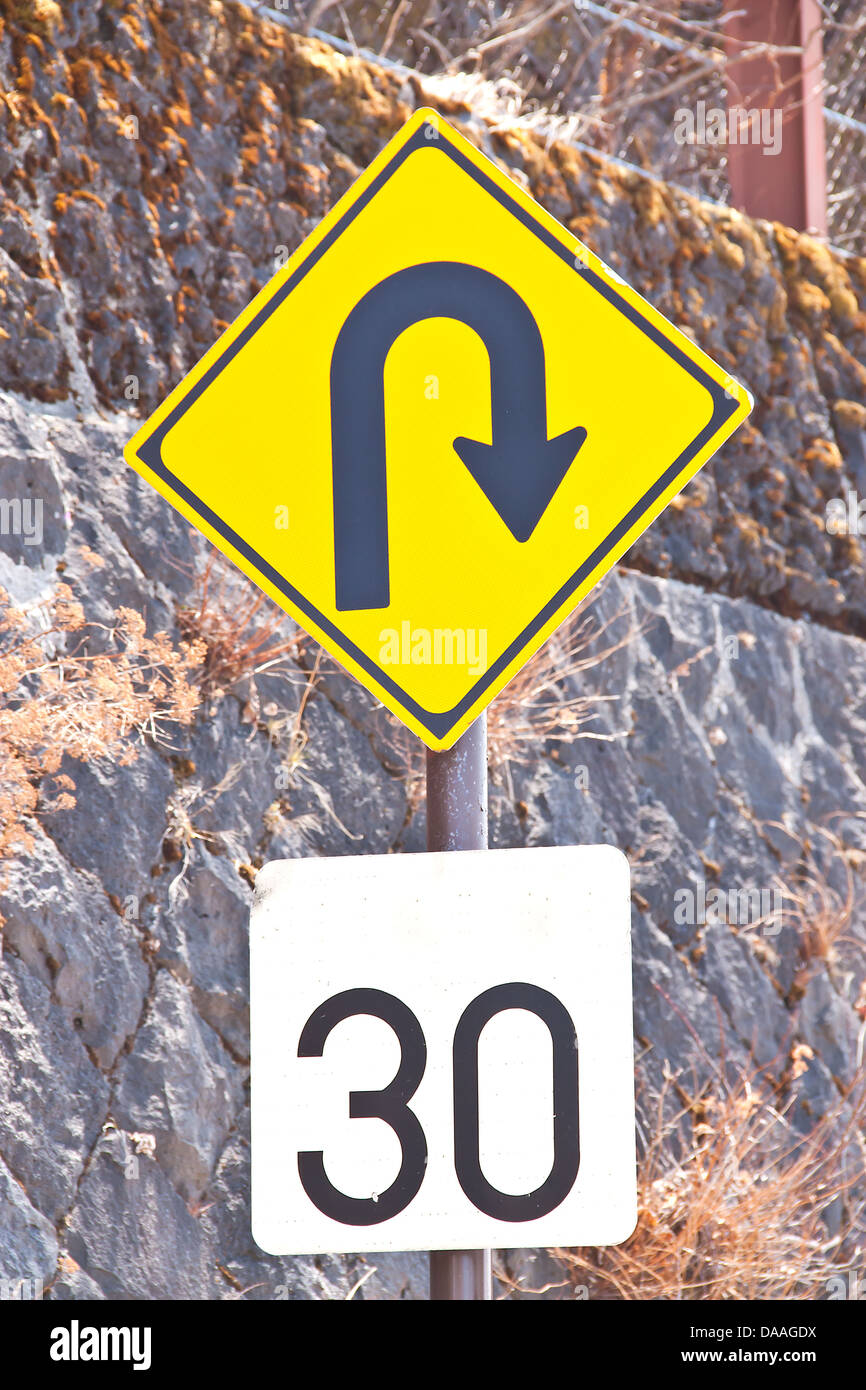 traffic sign to return the vehicle speed 30 km Stock Photo - Alamy