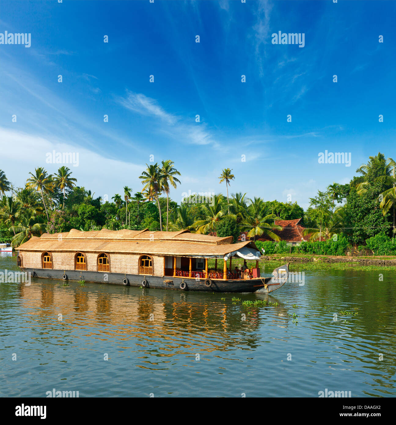 Houseboat on Kerala backwaters. Kerala, India Stock Photo - Alamy