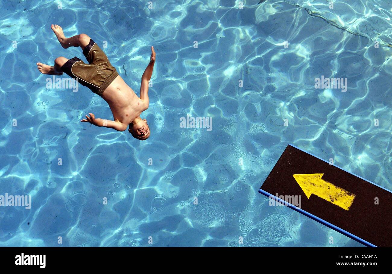 A file picture dated 2 June 2003 shows a boy afloat in the pool of an ...