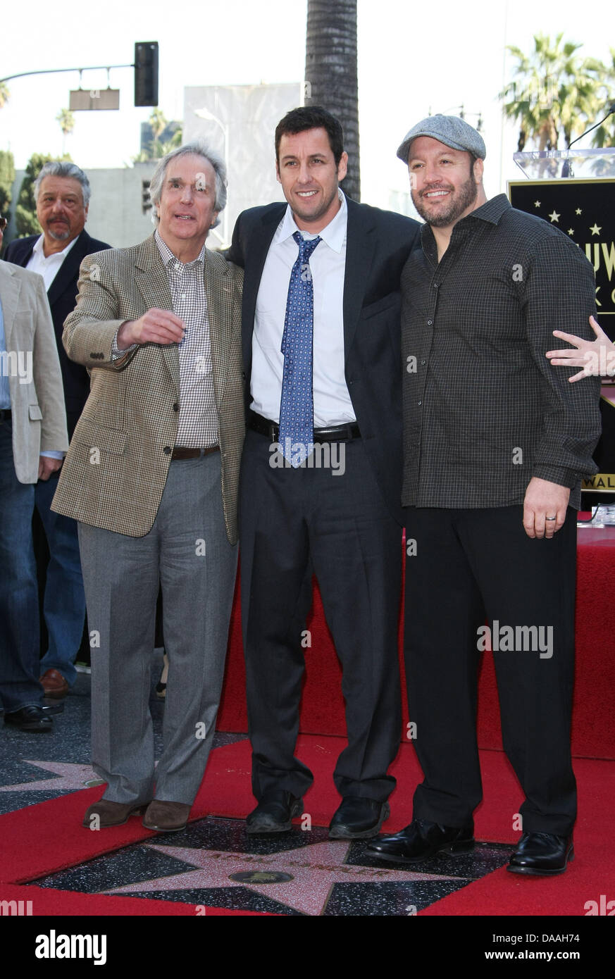 Actors Henry Winkler (l-r), Adam Sandler and Kevin James attend a ...