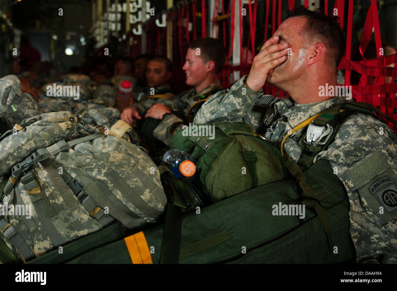 U.S. Army Staff Sgt. Leo Andrews, jump master assigned to the 82nd ...