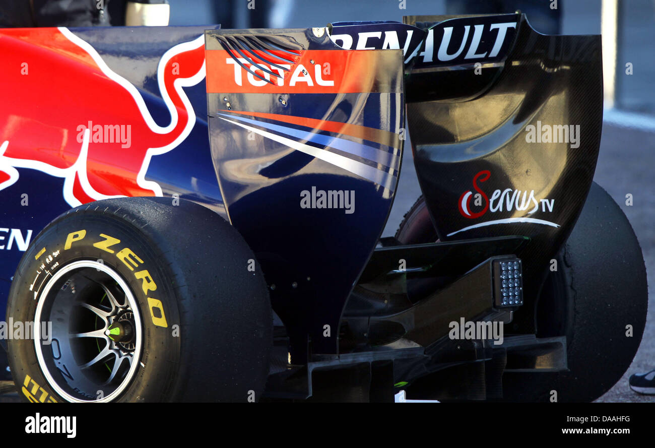 The new adjustable rear wing of the Red Bull race car is pictured at ...