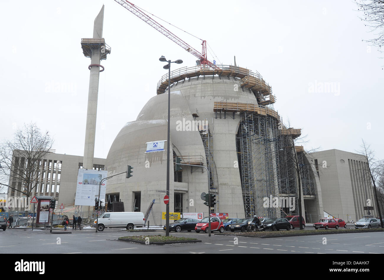 The shell construction of the central mosque is pictured during the ...