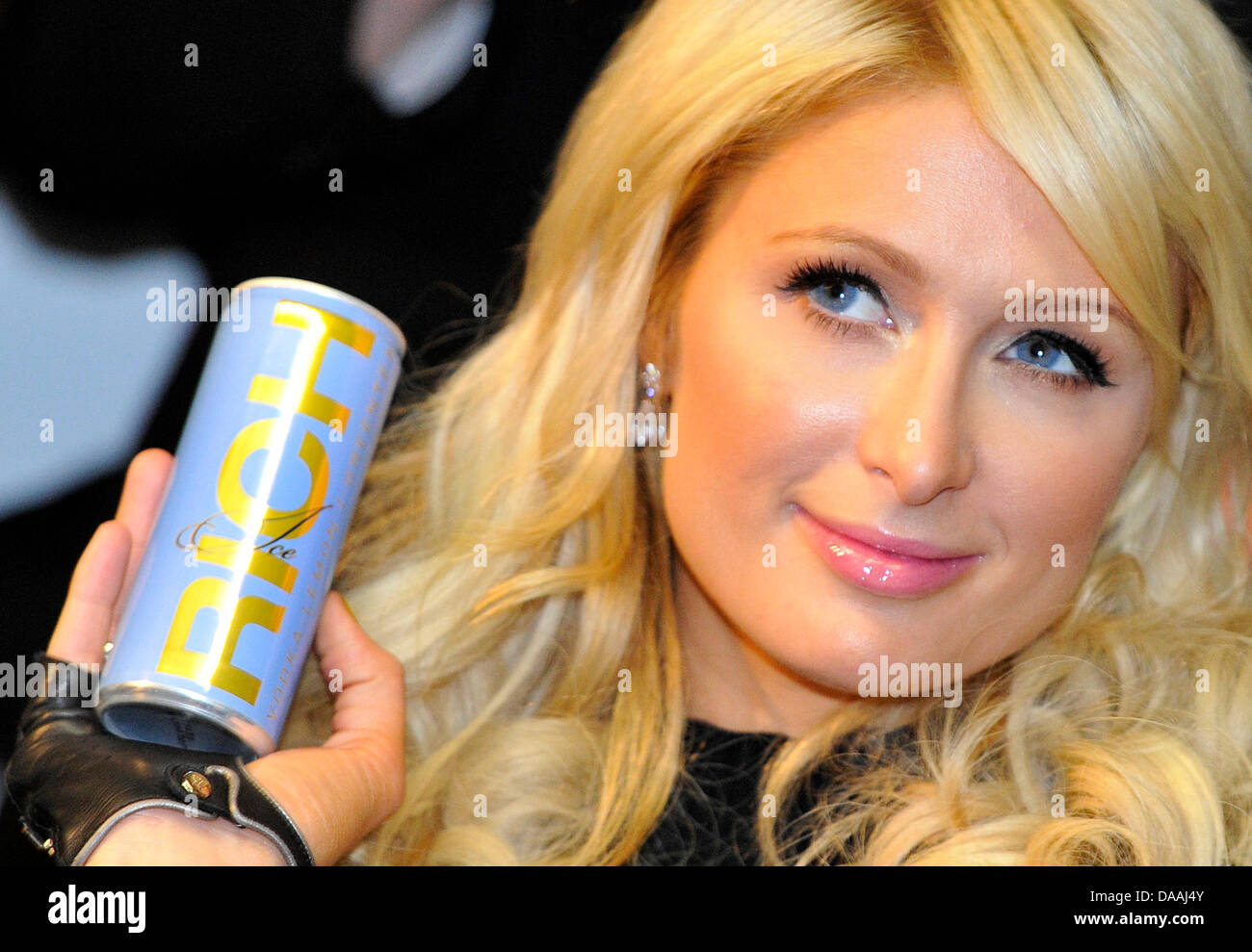 US socialite Paris Hilton promotes her canned prosecco at the stock ...