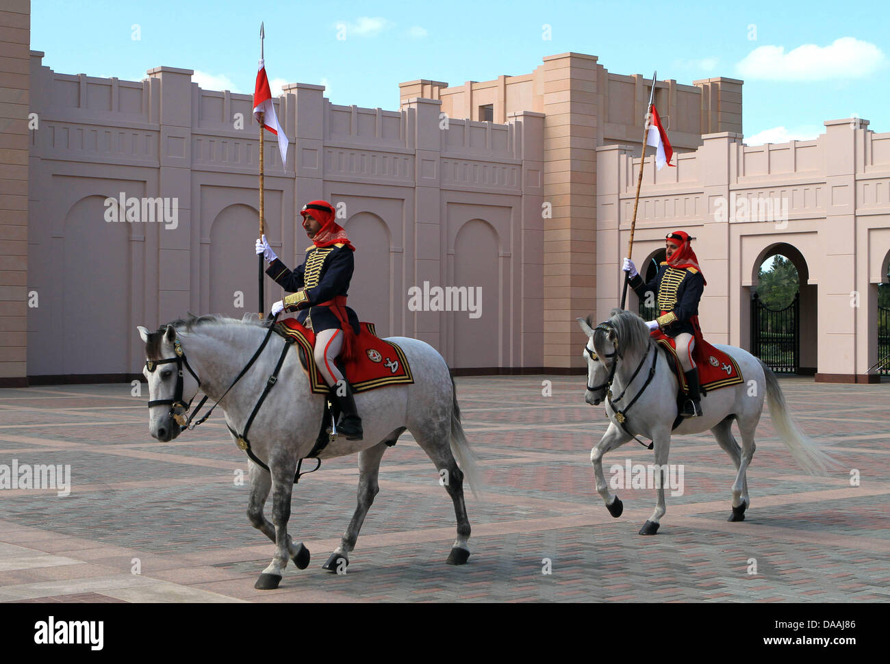 Guards on horseback watch over the arrival of Danish Queen Margrethe II ...