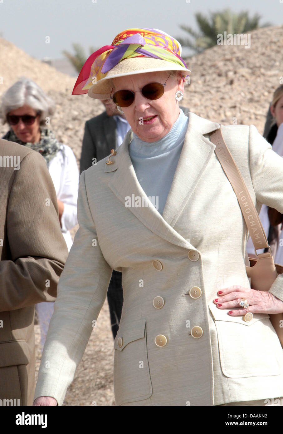 Queen Margrethe II of Denmark visits the Dilmun Burial Mounds in Manama ...