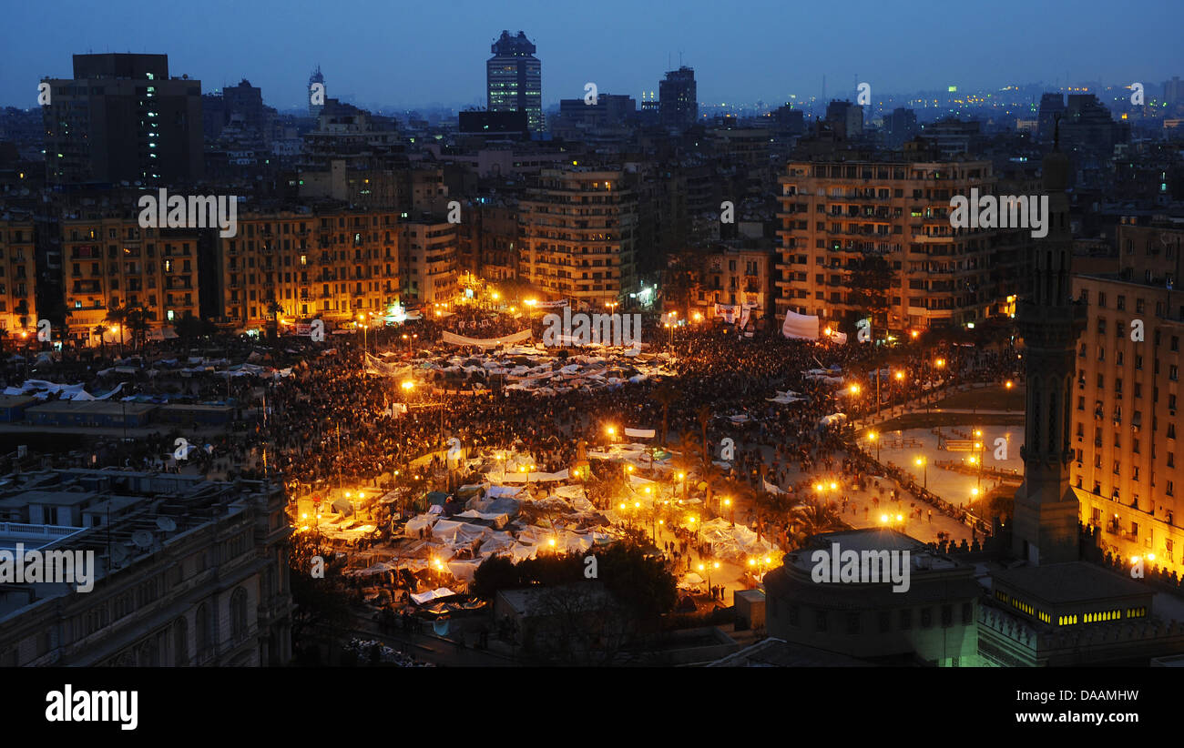 Demonstrators at Tahrir Square in Cairo, Egypt, 07 February 2011. It is ...
