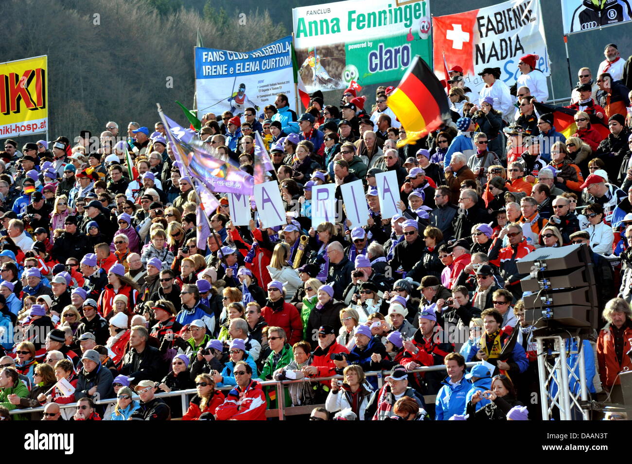 Spectators cheer during the Women's Super G race at the Alpine Skiing ...