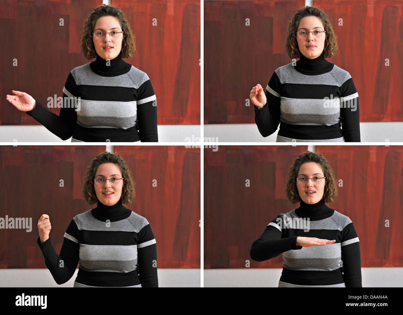 A picture combo of four shots shows Ella Nuemann of the Sign Language ...