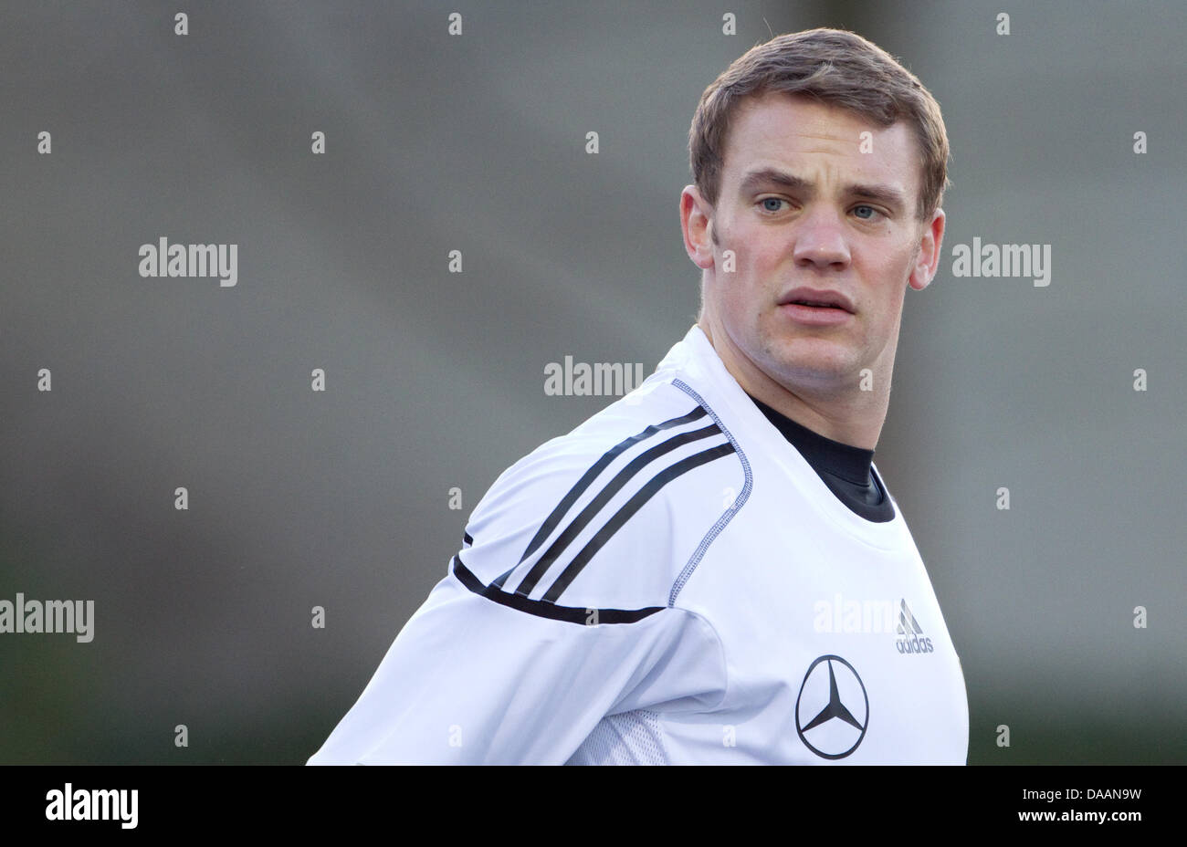 German national team keeper Manuel Neuer plays during a training ...