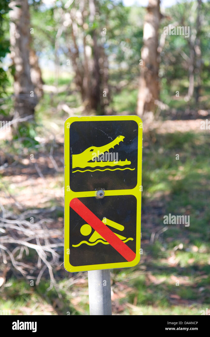 Crocodile warning sign hi-res stock photography and images - Alamy