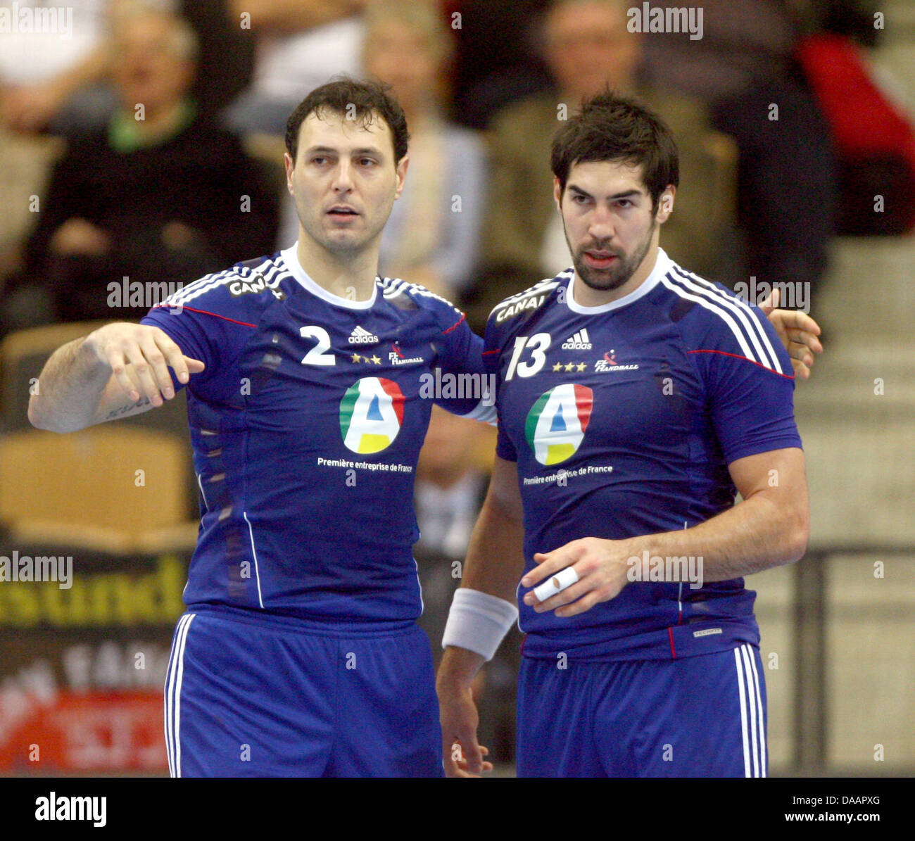 Jerome Fernandez (L) and Nikola Kararbatic during the Match the Men's ...