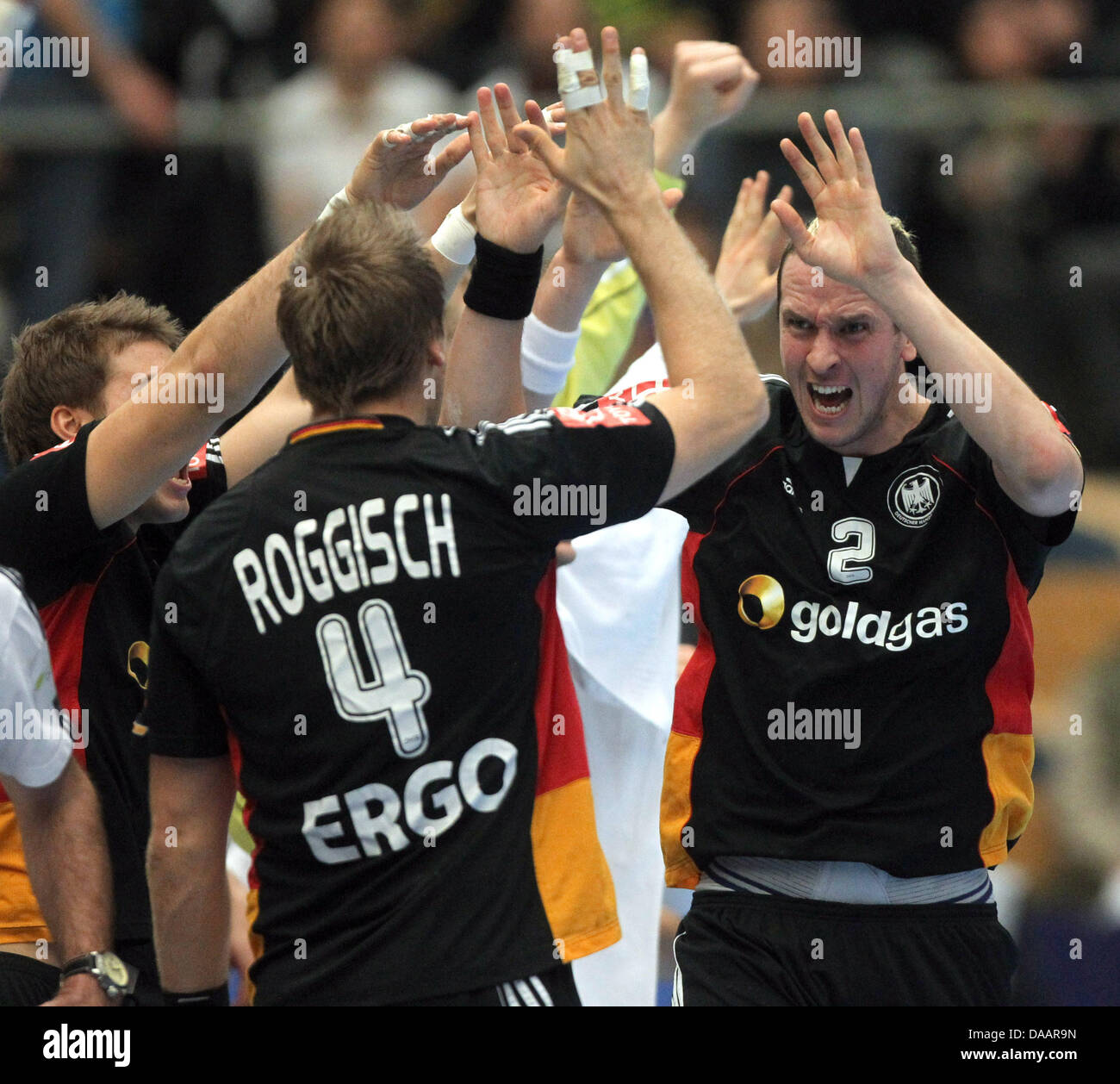 Pascal Hens (R) and Oliver Roggisch of Germany celebrates during the ...