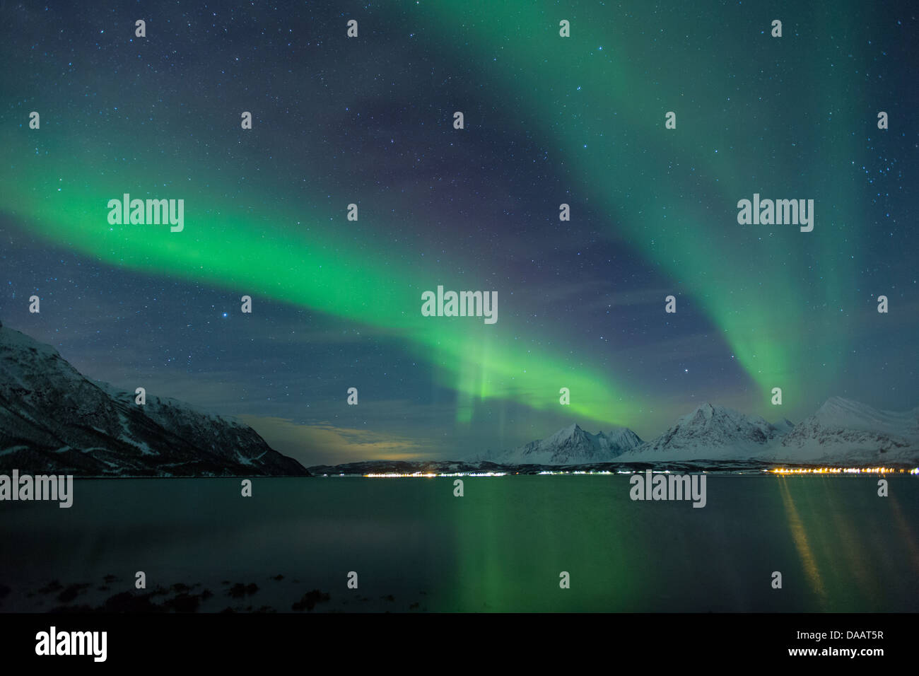 Aurora Borealis, Europe, fjord, sky, night, nature, Northern lights ...