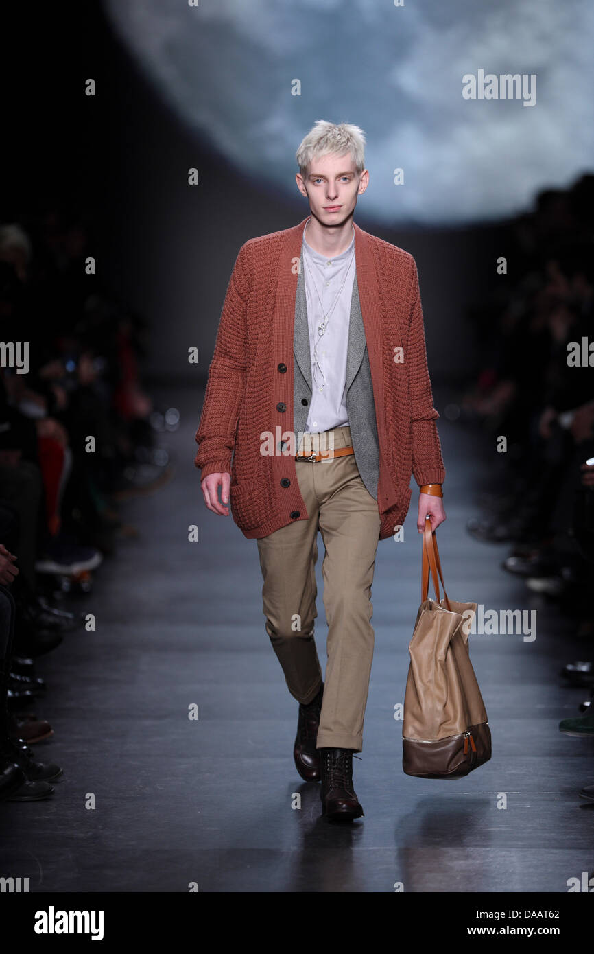 A model wears a creation as part of Paul Smith Men's fashion fall ...