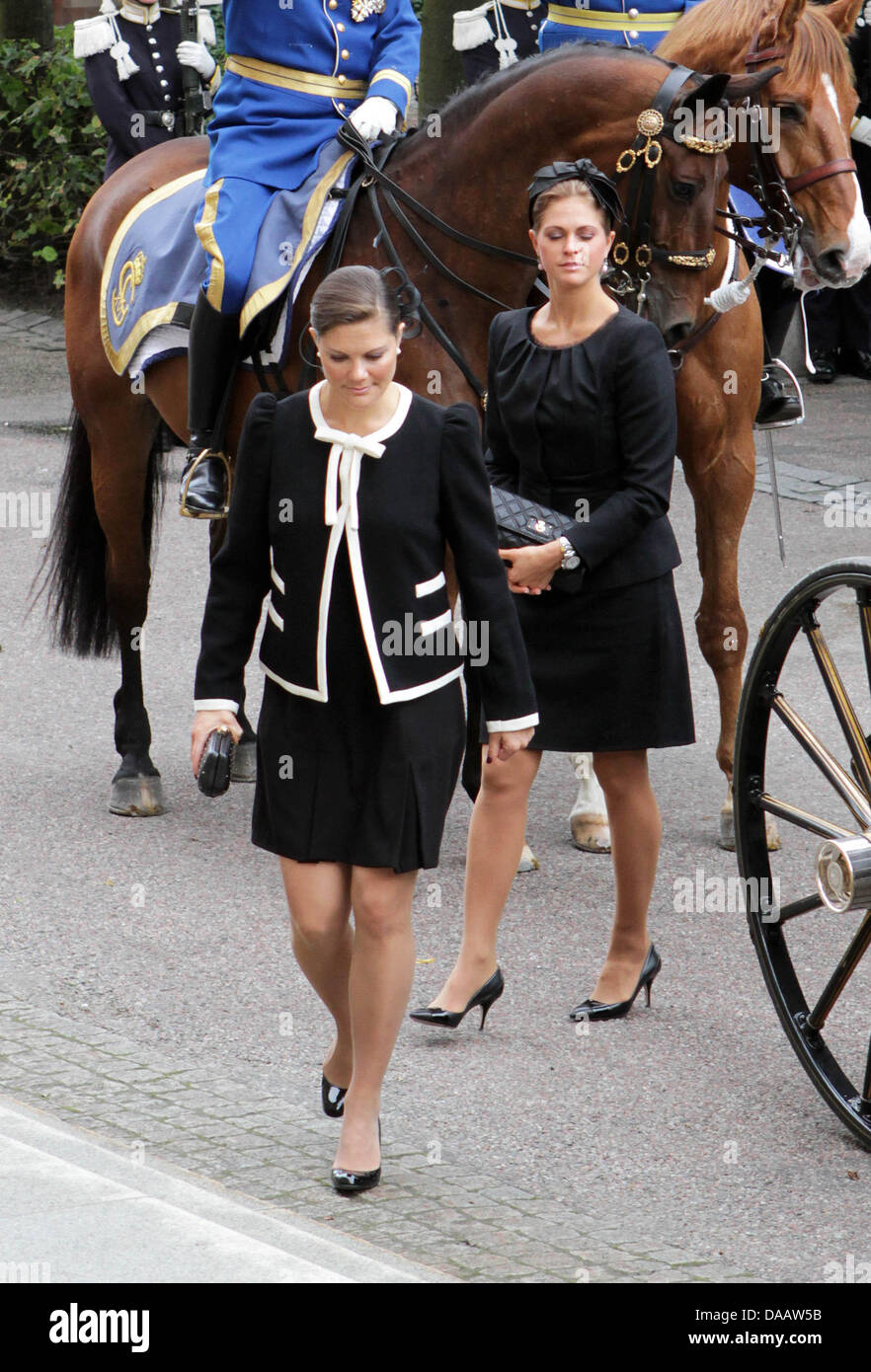 Crown Princess Victoria of Sweden and Princess Madeleine arrive at the ...