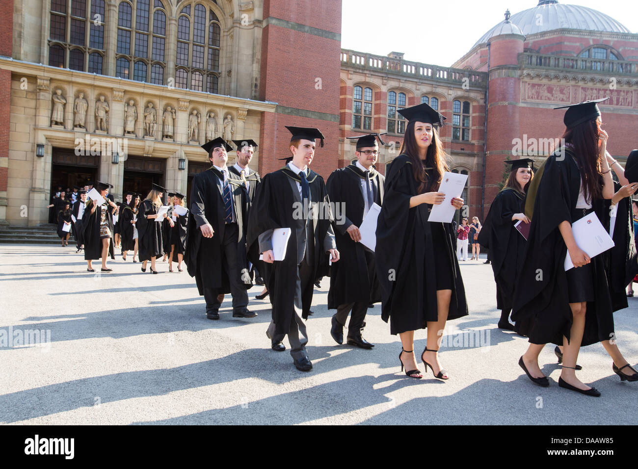 Graduates leaving the Great Hall at Birmingham University, UK, after ...