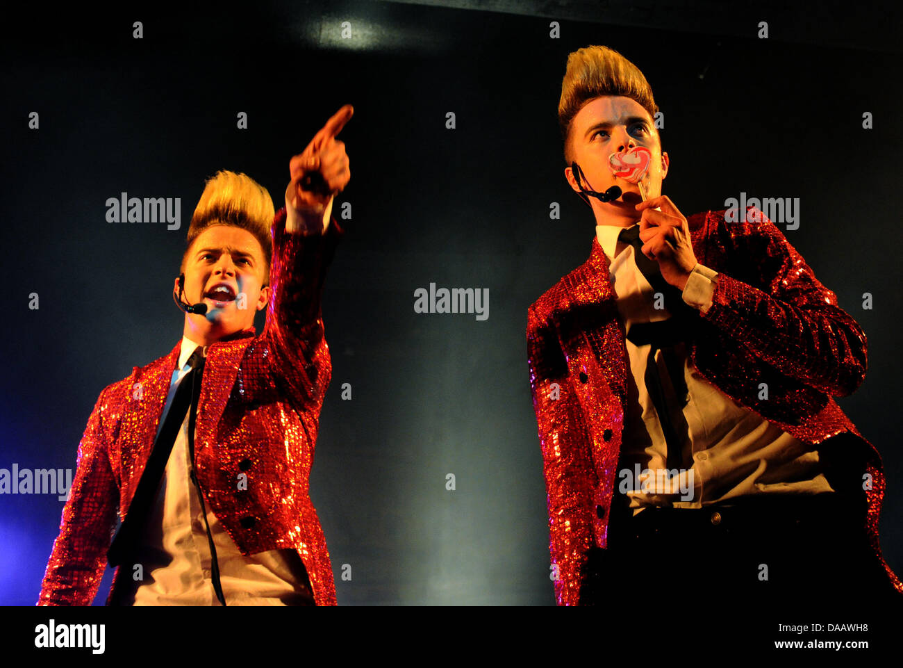 The Irish band-duo Jedward perform on stage at the Große Freiheit in ...
