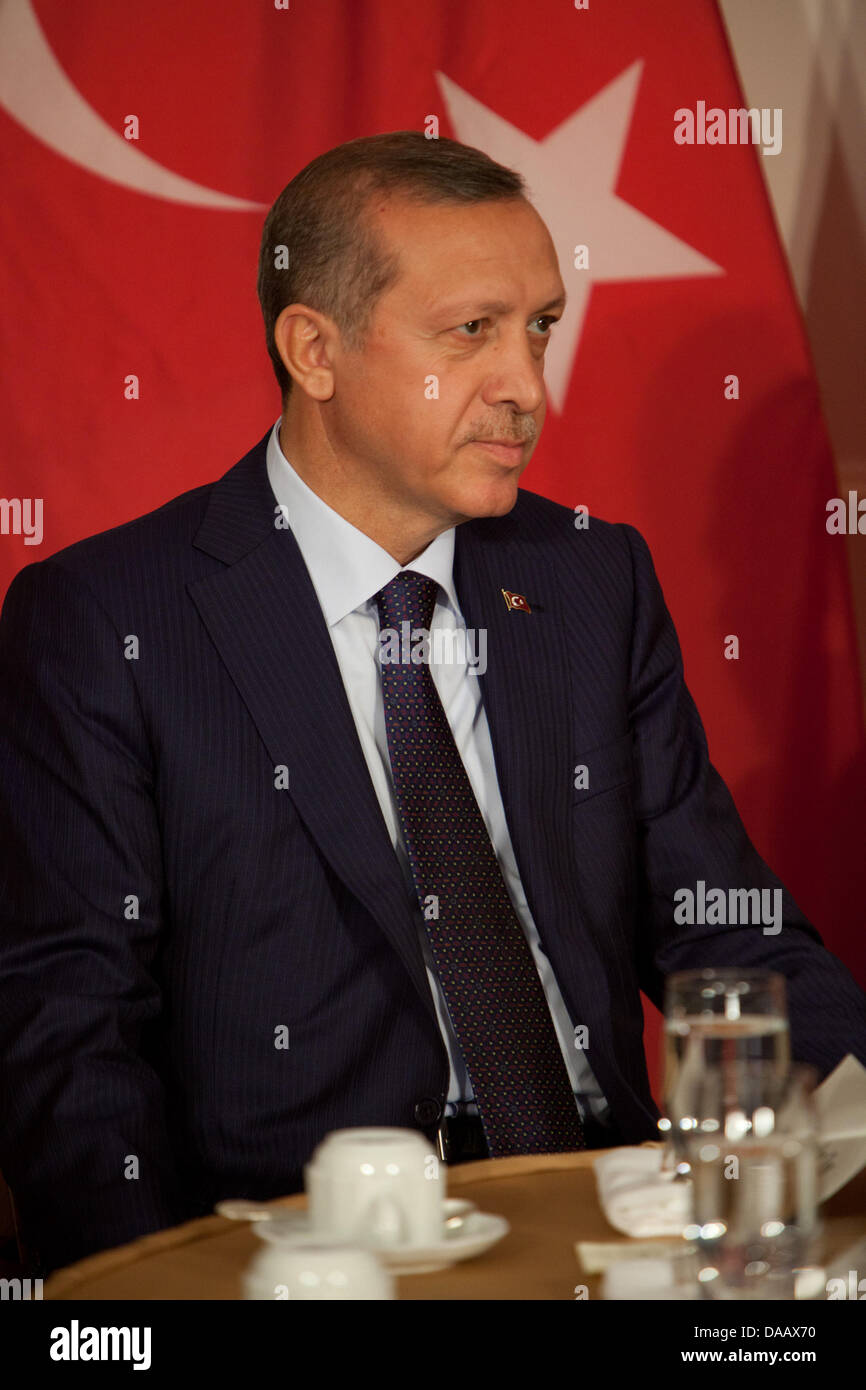Prime Minister Recep Tayyip Erdogan of Turkey holds a bilateral meeting ...
