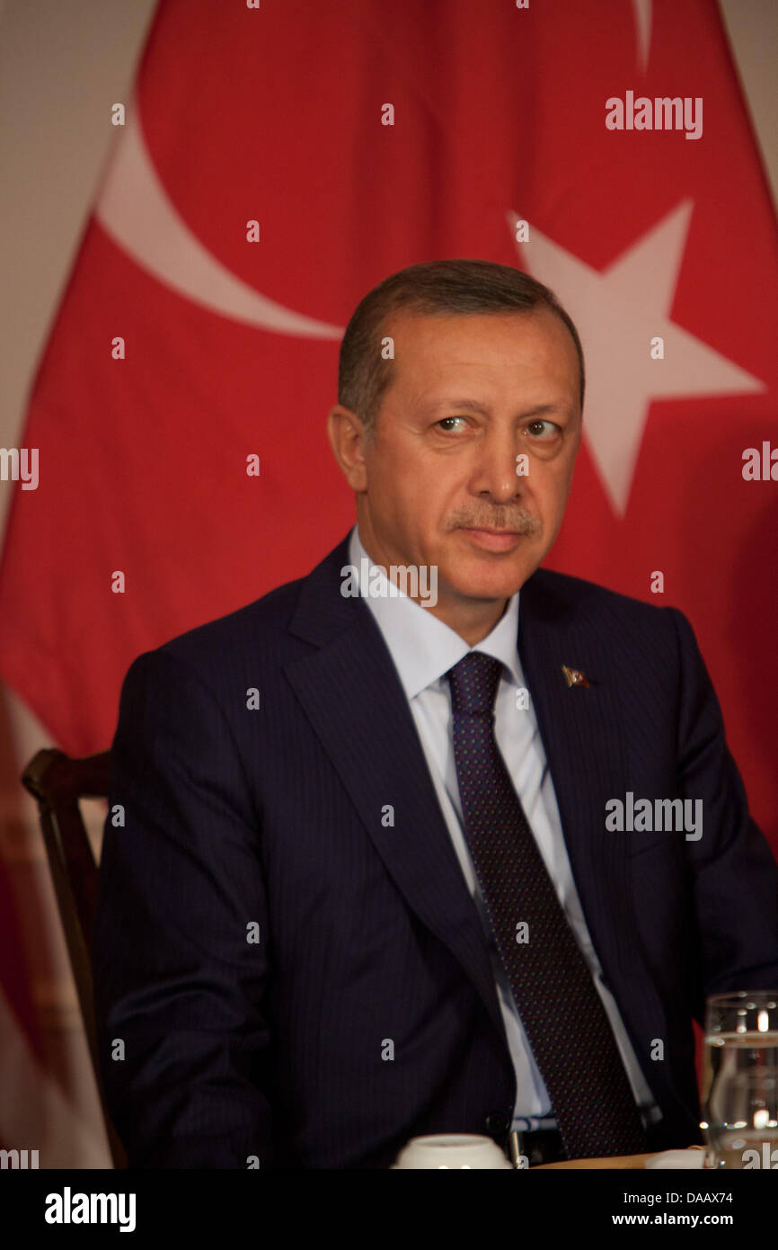 Prime Minister Recep Tayyip Erdogan of Turkey holds a bilateral meeting ...