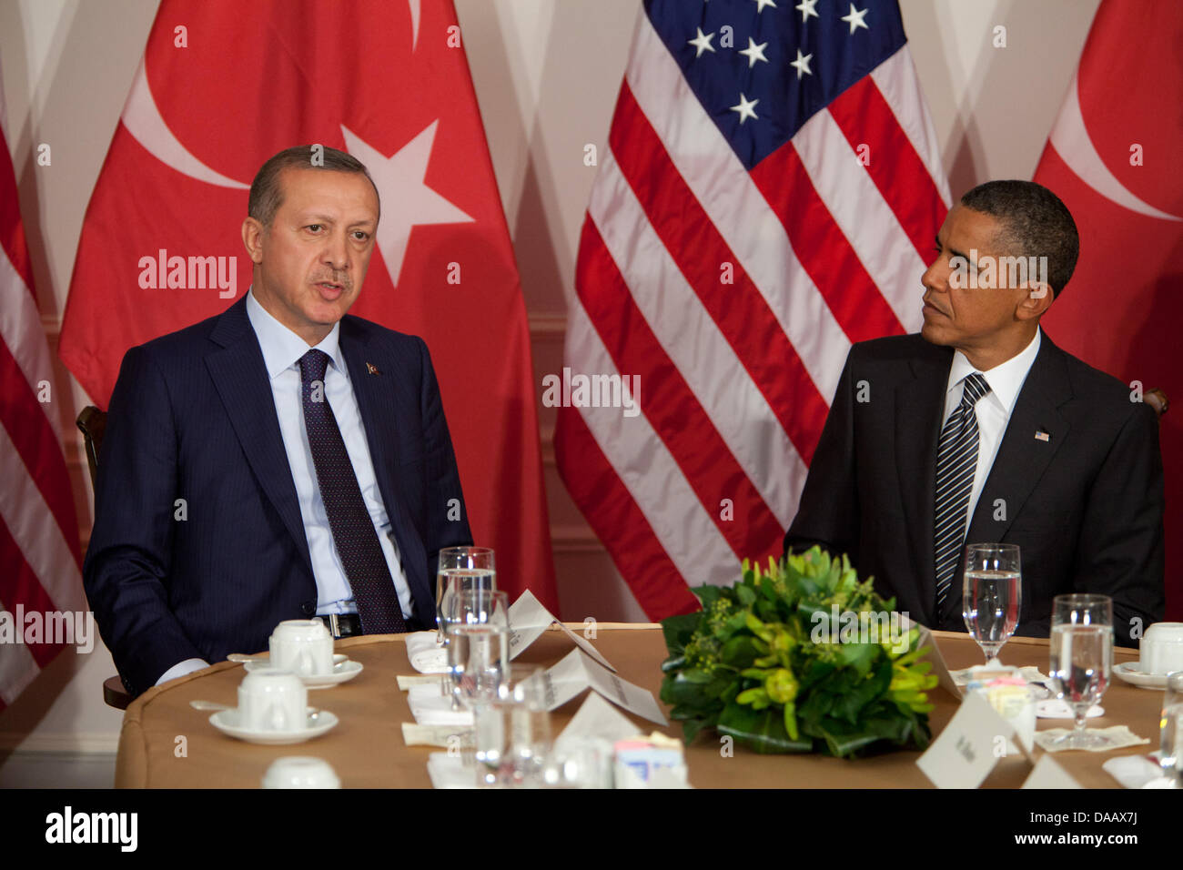 United States President Barack Obama, right, holds a bilateral meeting ...